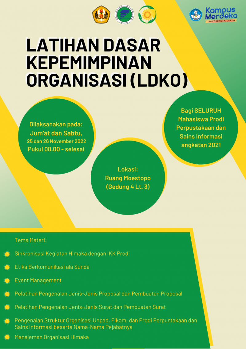 Latihan Dasar Kepemimpinan Organisasi (LDKO) - Program Studi Perpustakaan dan Sains Informasi